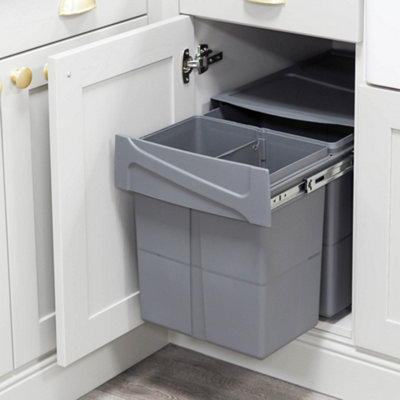 Dark Grey Integrated Under Counter Kitchen Pull Out Bin for 400mm Wide ...