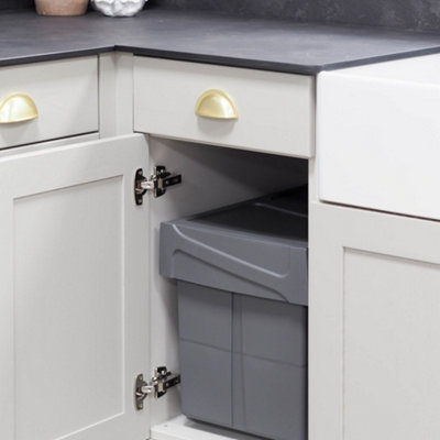 Dark Grey Integrated Under Counter Kitchen Pull Out Bin for 400mm Wide ...