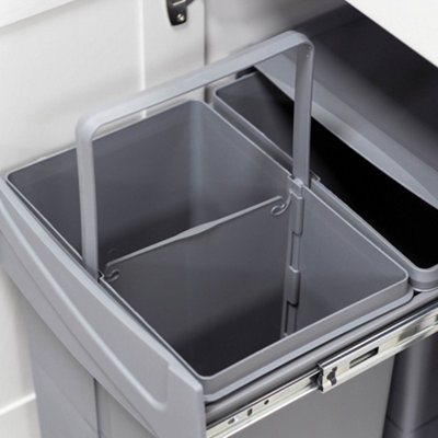 Dark Grey Integrated Under Counter Kitchen Pull Out Bin for 400mm Wide ...