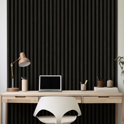 Dark Grey Laminate Acoustic Wall Panel 2400mm x 600mm (Black Felt)