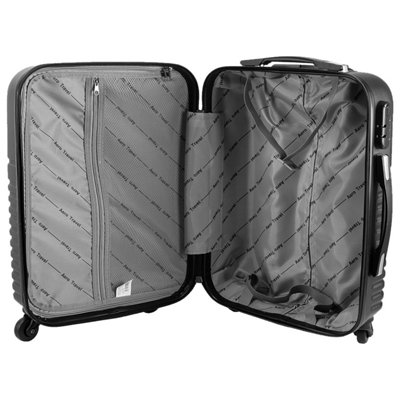 Dark Grey Lightweight Travel Cabin Suitcase With Wheels & Handle