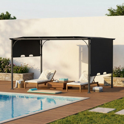 Dark Grey Outdoor Pergola Outdoor Pergola with Adjustable Canopy and ...