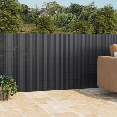 Dark Grey PVC Privacy Fence Sun Blocked Garden Screen Panel Blindfold ...