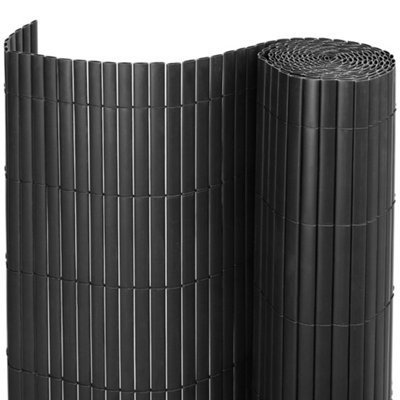 Dark Grey PVC Privacy Fence Sun Blocked Garden Screen Panel Blindfold ...