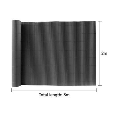 Dark Grey PVC Privacy Fence Sun Blocked Screen Garden Panels H 2m x W 3m