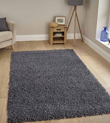 Dark Grey Shaggy Area Rug, 5 cm Thick Fluffy Carpet for Living Room ...