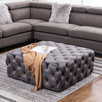 Dark grey chesterfield footstool store