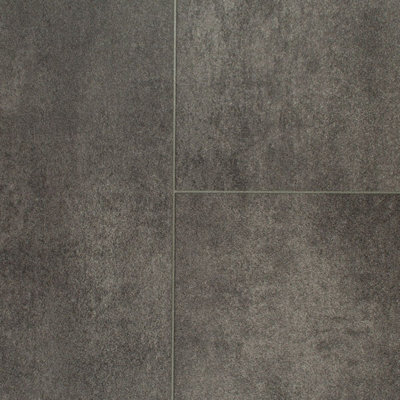 Dark Grey Stone Effect Anti-Slip Vinyl Flooring For LivingRoom, 2.8mm ...