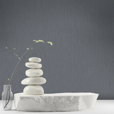 Dark Grey Stripe Wallpaper Plain Textured Non-Woven Code Nature Erismann | DIY at B&Q
