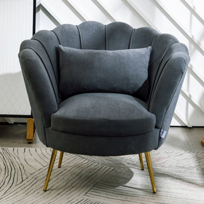 Grey velvet scallop chair store