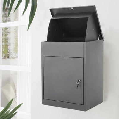 Dark Grey Wall Mount Galvanized Zinc Letterboxes Package Drop Box