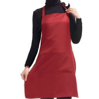 Dark Red Kitchen Apron With Front Pocket Cooking Baking Cleaning