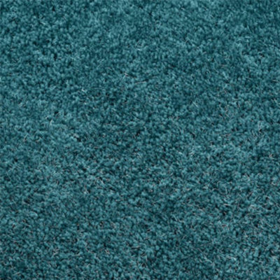 Dark Teal Handmade Rug, 50mm Thickness Plain Shaggy Rug, Modern ...