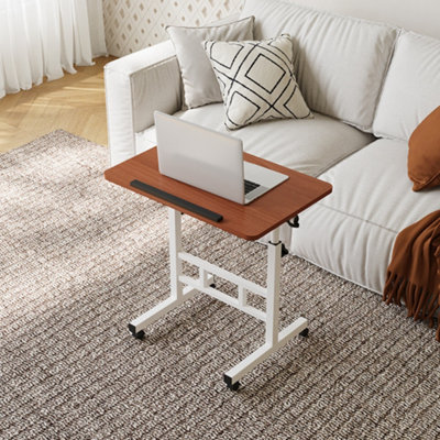Dark Walnut Height Adjustable Mobile Overbed Table