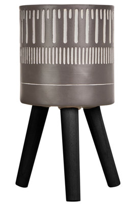 Darnell Small Black And White Finish Planter