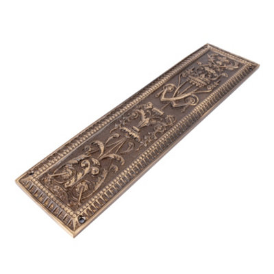 Dart Heavy Cast Brass Door Push Finger Plate - Period Design - 310mm x ...