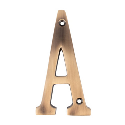 Dart Letter A Door Numeral - Antique Brass | DIY at B&Q