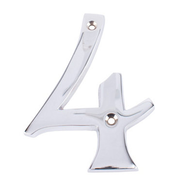 Dart Number 4 Door Numeral - Polished Chrome | DIY at B&Q