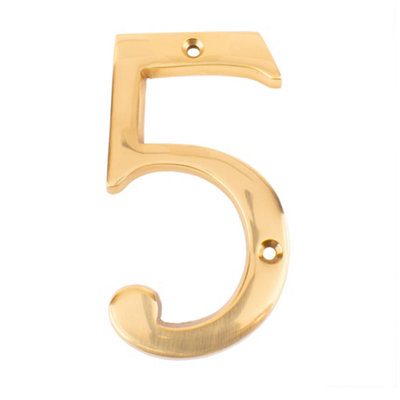 Dart Number 5 Door Numeral - Polished Brass | DIY at B&Q