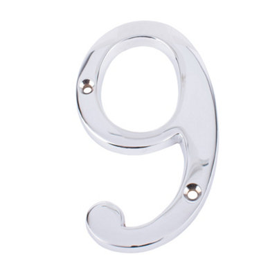 Dart Number 9 Door Numeral - Polished Chrome | DIY at B&Q