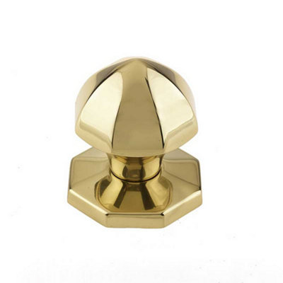 Dart Octagonal Centre Door Knob (60mm) - Polished Brass at B&Q