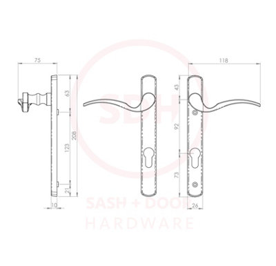 Dart Scroll Door Handle - Black (Right Hand) - (Sold in Pairs)