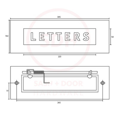 Dart Solid Brass Letter Plate with "LETTERS" on Flap (12 x 4 Inch ...