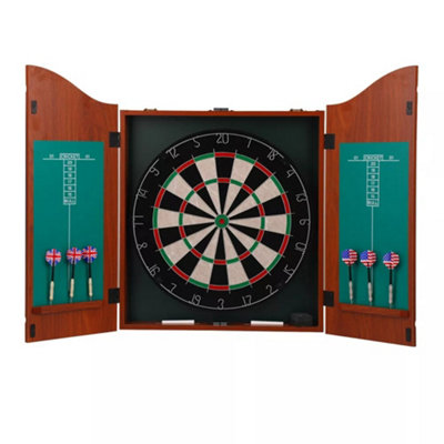 Darts and Dartboard Sets, Walnut Cabinet