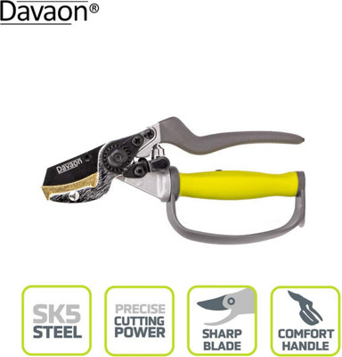 Davaon Anvil Style Secateurs Heavy Duty Garden Pruners with Rotating ...