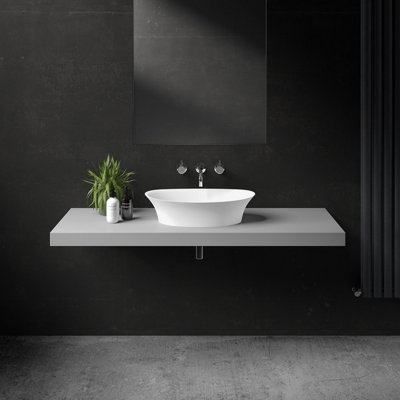 Davenport Stone Counter Top Oval Basin 600 - Matt White