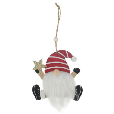 Davies Products Wood Gonk Christmas Tree Decoration Red/White (18cm)