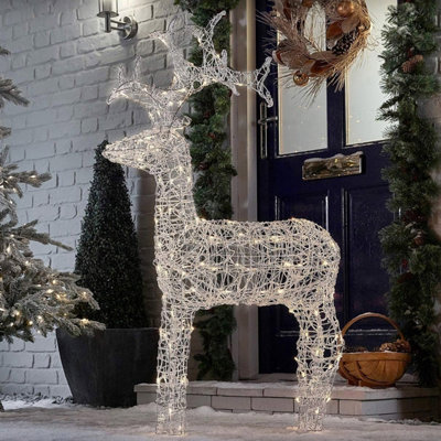 Dawsons Living 116cm Large LED Pre-Lit Christmas Reindeer - 3D Acrylic ...