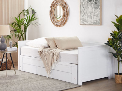 Daybed with Storage Wood CAHORS 90 x 200 cm EU Single White