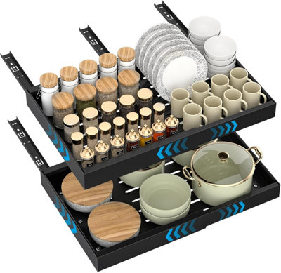 DAYONE 2 Packs Pull-out Cabinet Drawers 32-52cm adjustable Under Sink ...