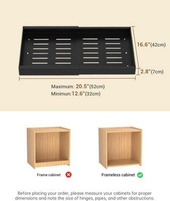 DAYONE 2 Packs Pull-out Cabinet Drawers 32-52cm adjustable Under Sink ...