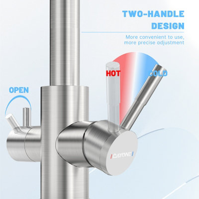 Dayone Brushed SUS304 Stainless Steel 3 Way Kitchen Mixer Tap Dual ...