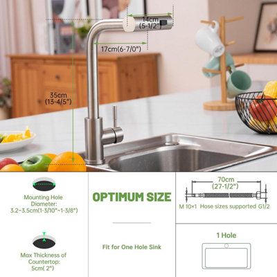 DAYONE Kitchen Mixer Tap with Pull Out Spray & Waterfall Function ...