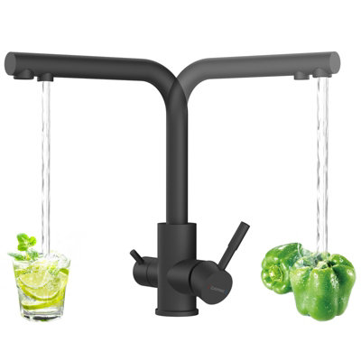 DAYONE Matte Black SUS304 3-in-1 Kitchen Mixer Tap with Filtered Water
