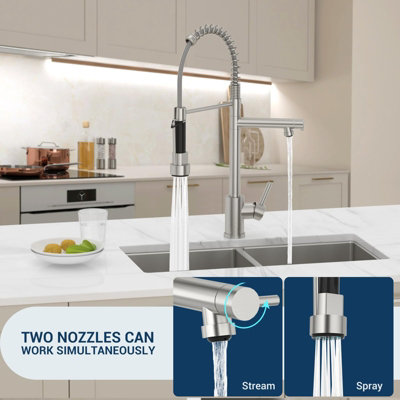 Dayone Spring 360 degrees Swivel Pull Down Kitchen Tap,SUS304,with 2 Mode