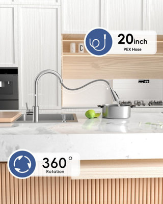 Dayone Stainless Kitchen Mixer Tap with Pull Out Spray,3 Spray Modes