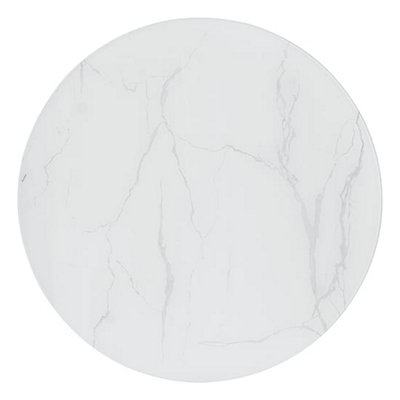 Daytona Round Glass Dining Table In Diva Marble Effect