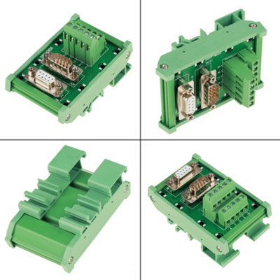 DB9-MG6 DIN Rail Interface Module with Male/Female Connector Breakout Board
