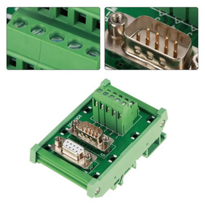 DB9-MG6 DIN Rail Interface Module with Male/Female Connector Breakout Board
