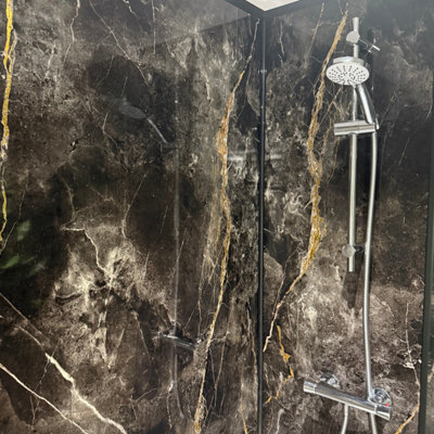 DBS Bathrooms Black Gold Marble PVC Shower Wall Panel 1m x 2.4m
