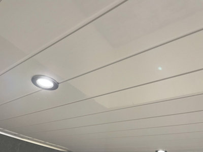 DBS Bathrooms Gloss White Twin Embedded 8mm PVC Bathroom Ceiling Panels ...