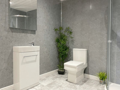 DBS Bathrooms Grey Concrete Matt PVC Bathroom Wall Panels Pack of 6 (3 ...