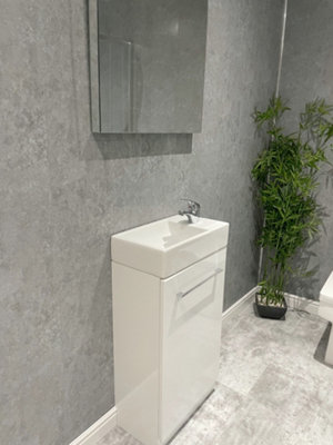 DBS Bathrooms Grey Concrete Matt PVC Bathroom Wall Panels Pack of 6 (3 ...