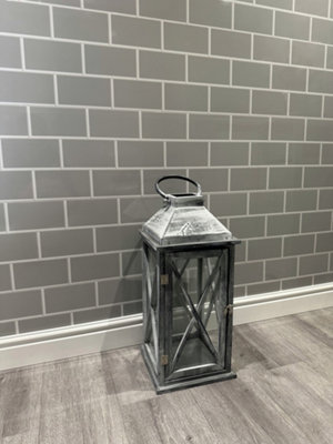 DBS Bathrooms Grey Metro Tile Effect Gloss PVC Bathroom Wall Panels ...