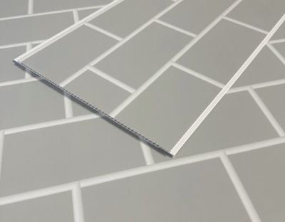 DBS Bathrooms Grey Metro Tile Effect Gloss PVC Bathroom Wall Panels ...