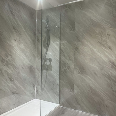 DBS Bathrooms Grey Ocean Marble PVC Shower Wall Panel 1m x 2.4m